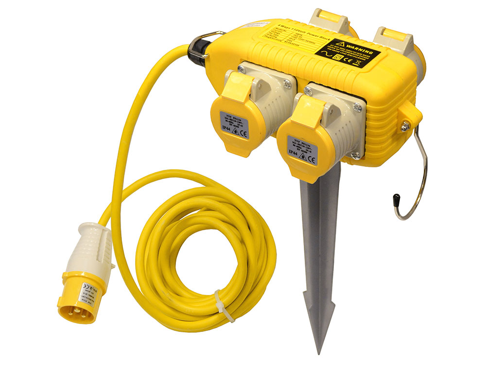 Power Block with Spike 4 Way 110V 16A | FaithfullTools.com